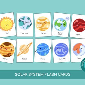 10 Solar System Cards Flashcards Pre-school Cards Rainbow Educational ...
