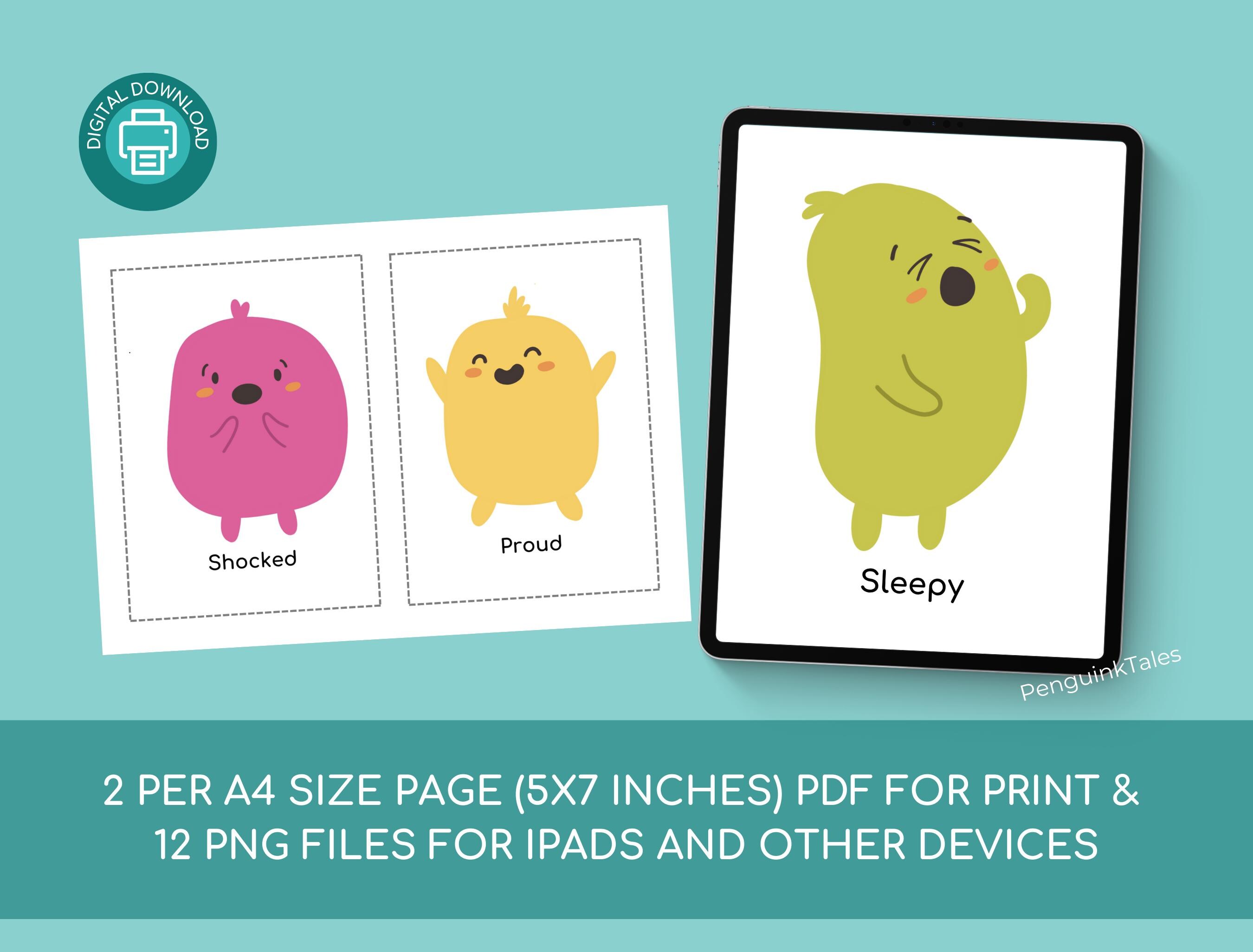 Cute Emotion Flashcards Feelings Calm Down Corner Feelings Poster ...