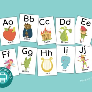 Fairytale Alphabet Flashcards for Kids A4 / Letter ABC Interactive ...