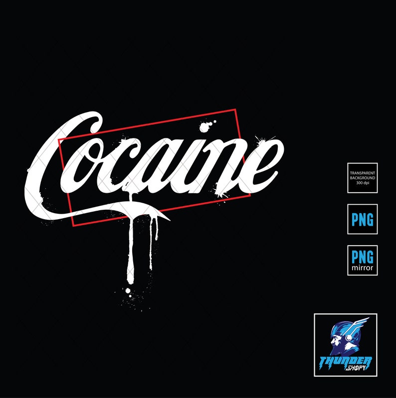 Cocaine T-shirt Design Freehand Illustration Two-sided Printing ...