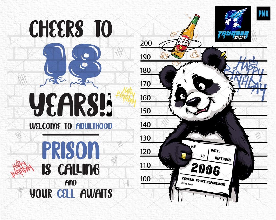 18th Birthday Funny Design Freehand Illustration Transparent Background ...