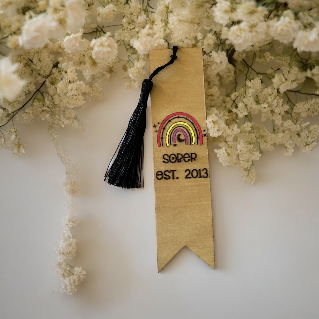 Sobriety Boho Rainbow Gift Bookmark Customized With Year! Option for ...