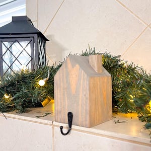 Single Handcrafted Rustic Wood House Stocking Holder | Solid Wood ...