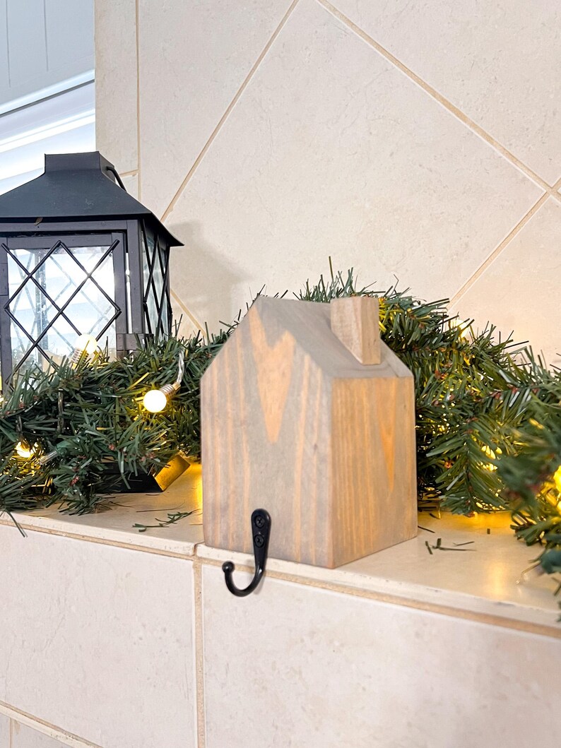 Single Handcrafted Rustic Wood House Stocking Holder | Solid Wood ...
