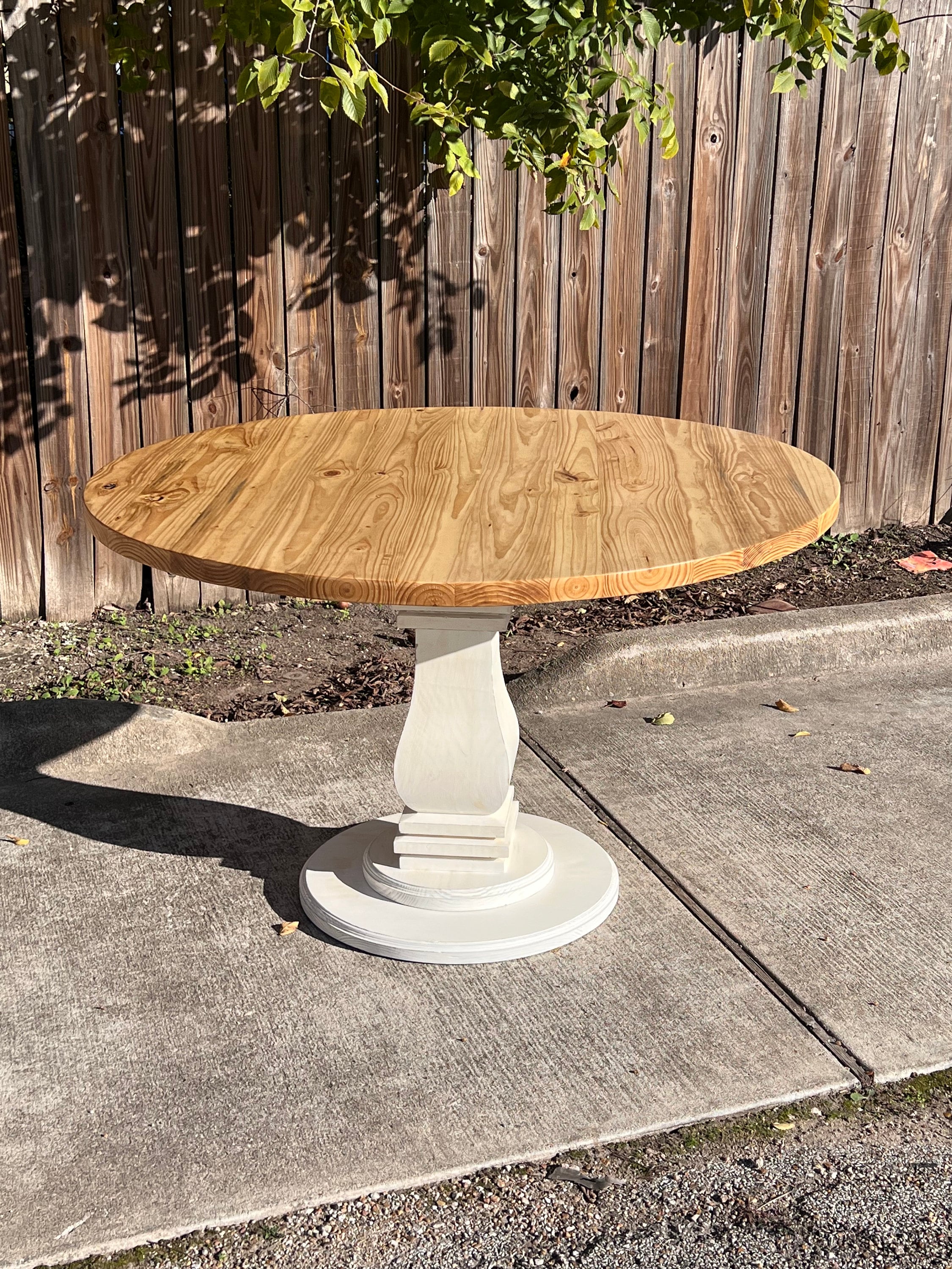 Solid Wood Round Dining Table Curved Base Pedestals - Modern Rustic ...