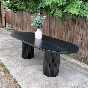 SIENNA - Customizable Racetrack Oval Dining Table Fluted Base Pedestals ...