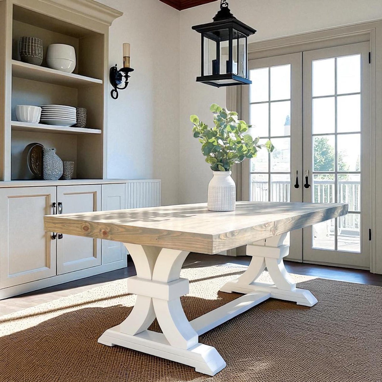 LEONA - Custom Built Dining Table - 100% Solid Wood Table - Trestle ...