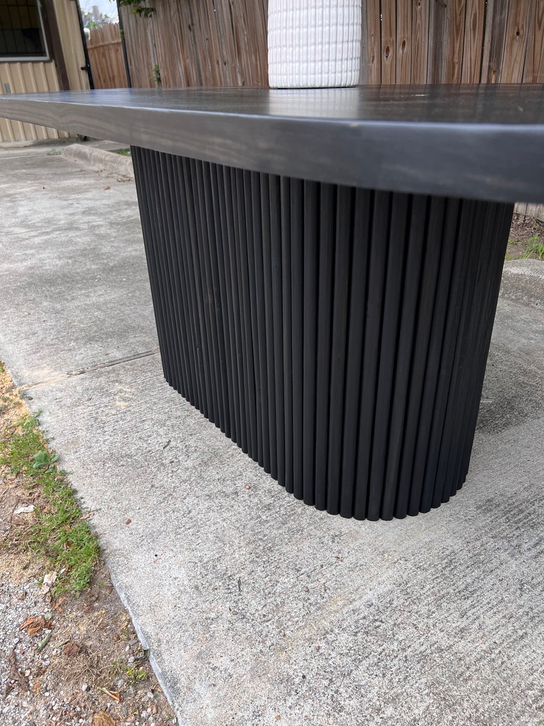 CELINE - Custom Oval Racetrack Table, Solid Wood Table, Fluted Pedestal ...