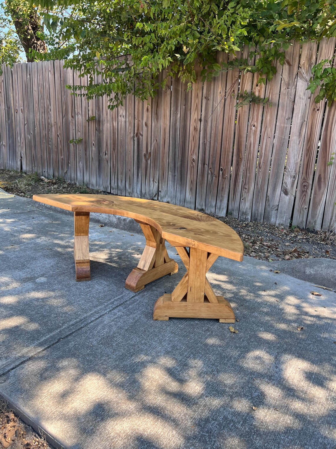 STELLA - Handcrafted Solid Wood Curved Bench - Rustic Wood Bench Round ...