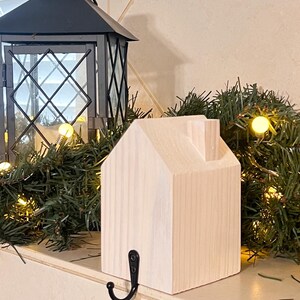 Single Handcrafted Rustic Wood House Stocking Holder | Solid Wood ...