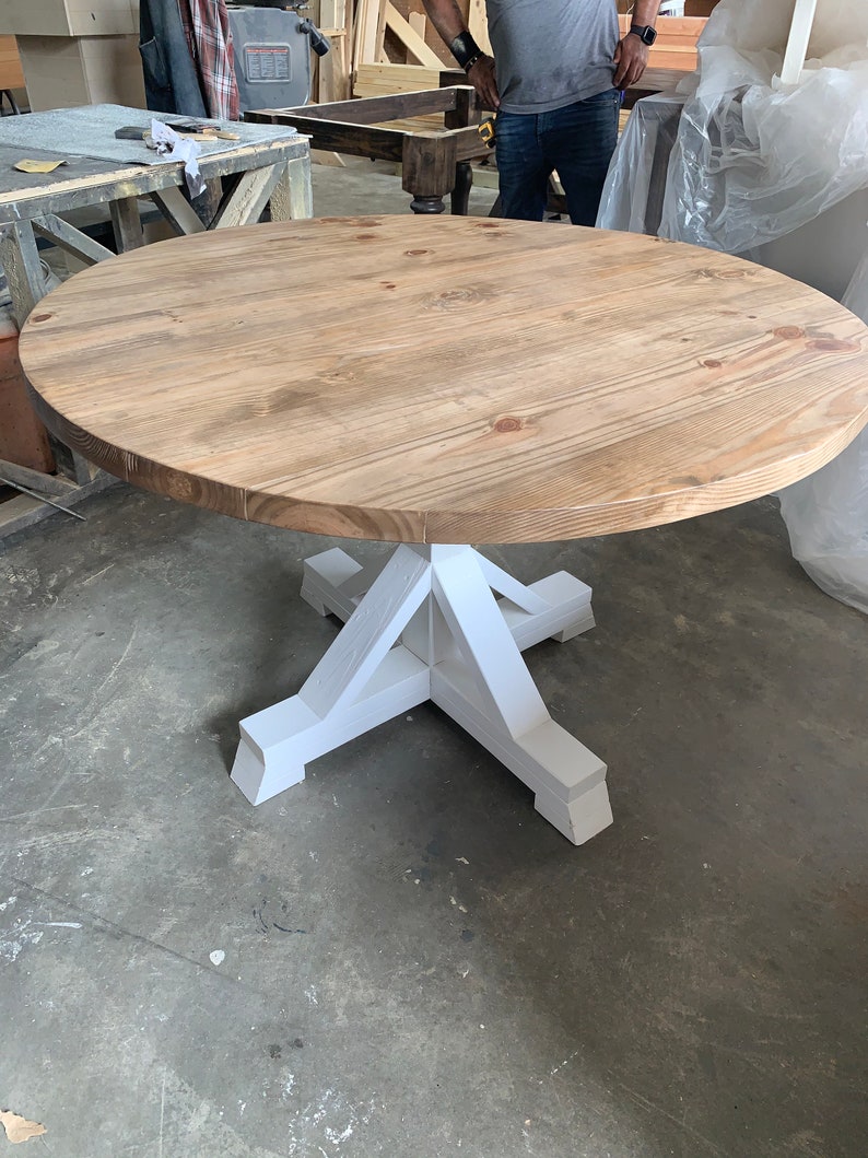 ABIGAIL Custom Round Dining Table Farmhouse Table 100% Solid Wood Table ...