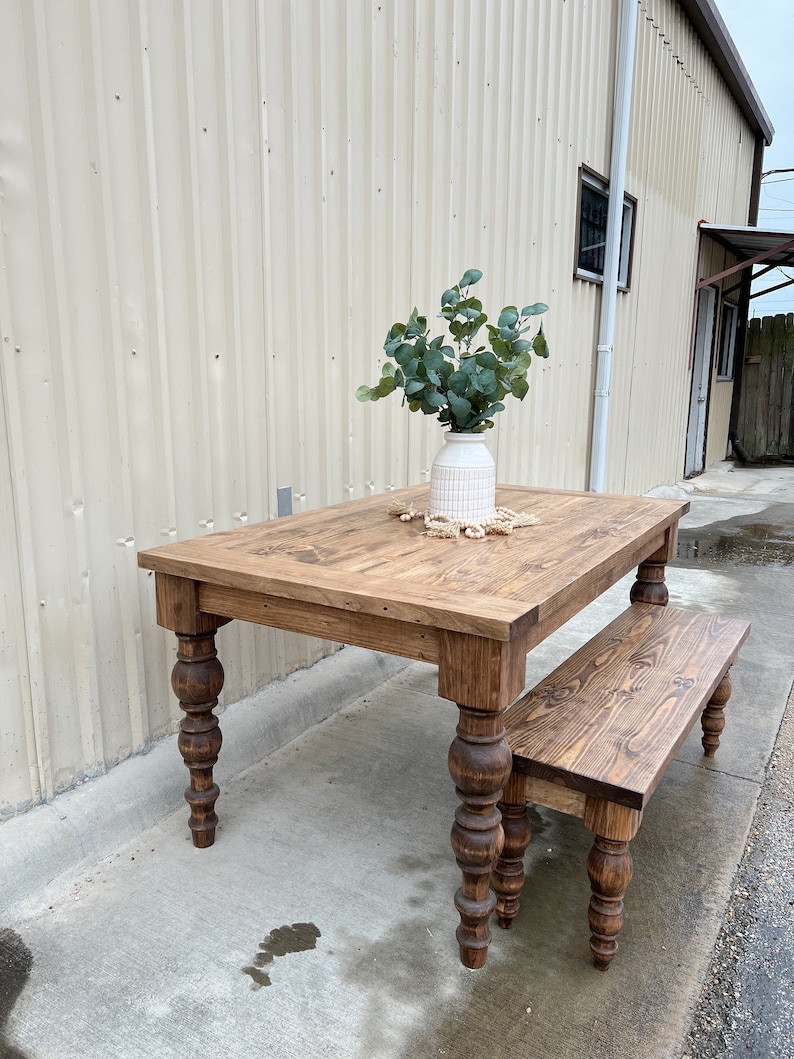 Dasha - Custom Built Dining Table With Bench - 100% Solid Wood - RH ...