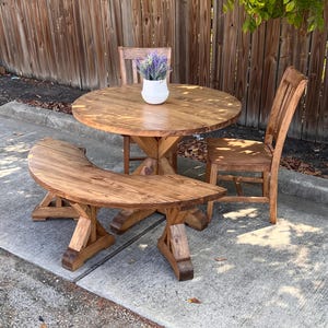STELLA - Custom Round Dining Table Farmhouse Table Set - Chair & Curved ...
