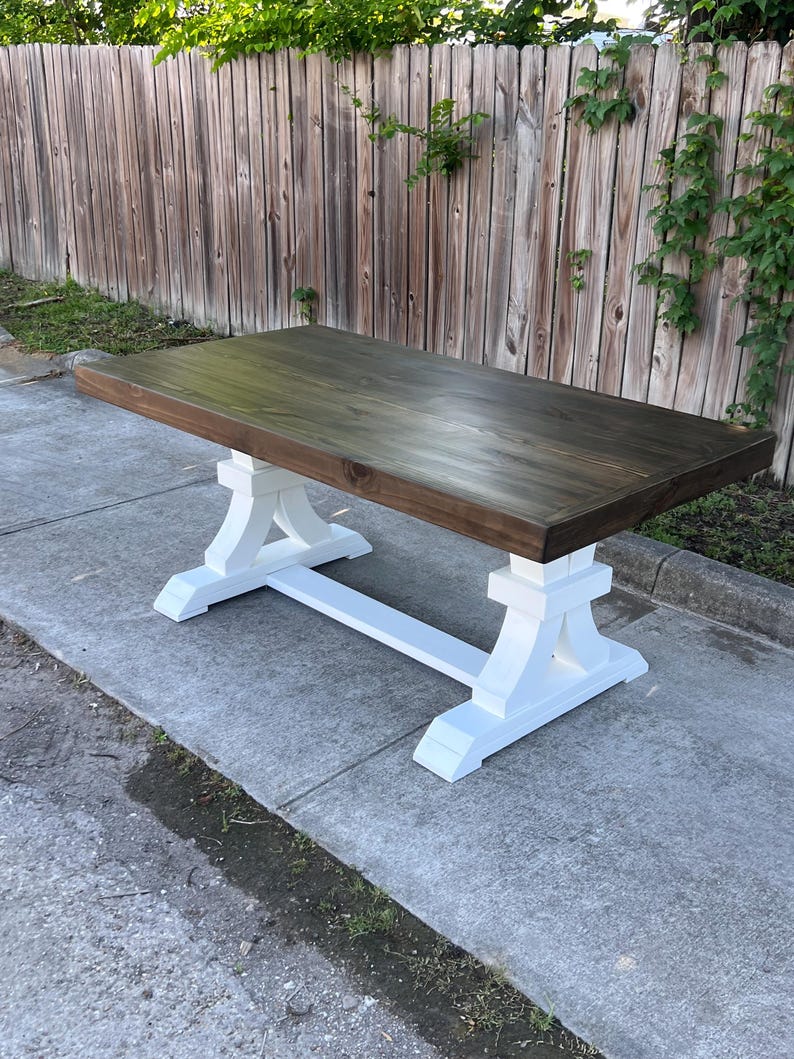 LEONA - Custom Built Dining Table - 100% Solid Wood Table - Trestle Curved Base - RH Modern ...