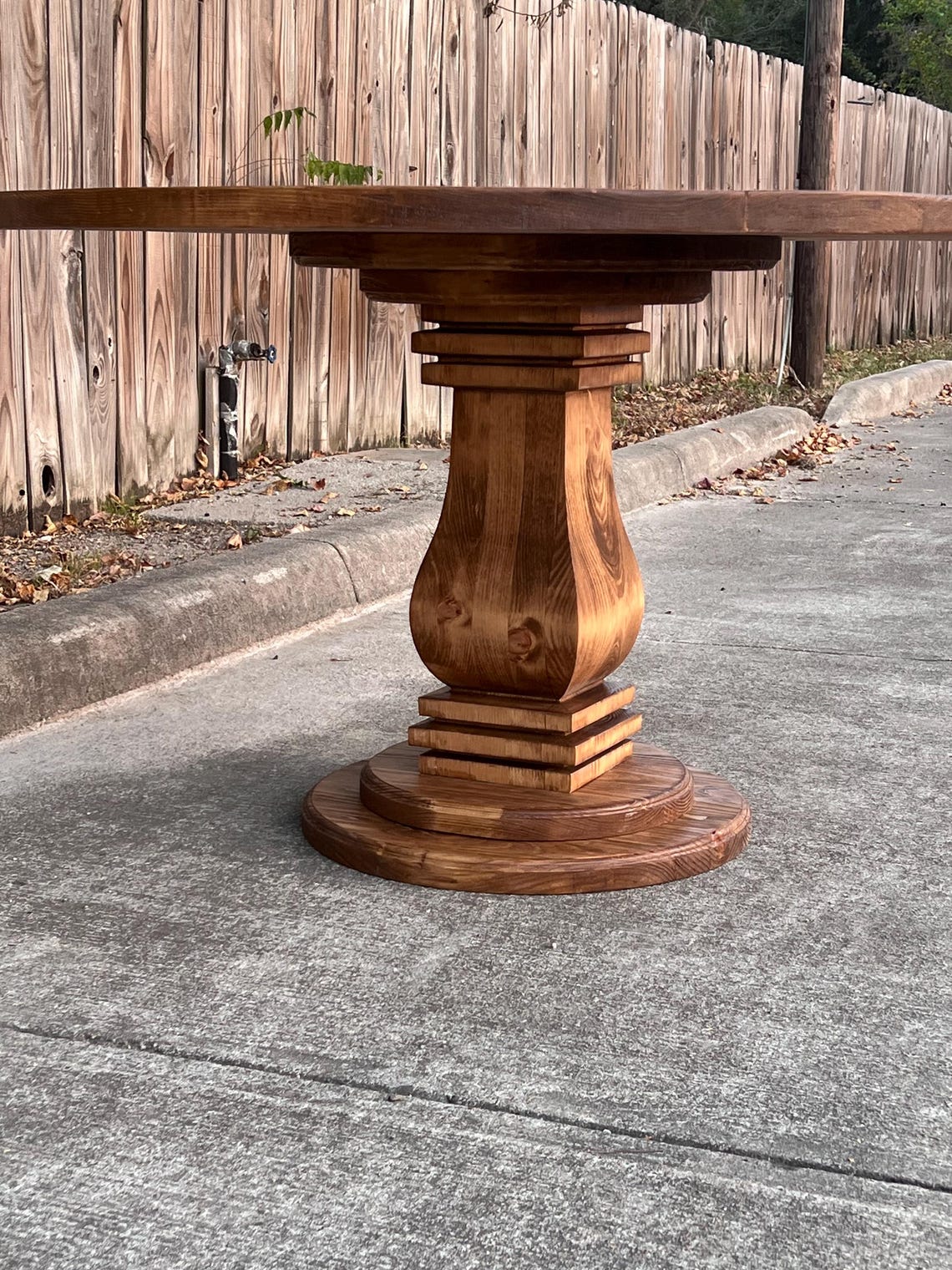 Solid Wood Round Dining Table Curved Base Pedestals - Modern Rustic ...