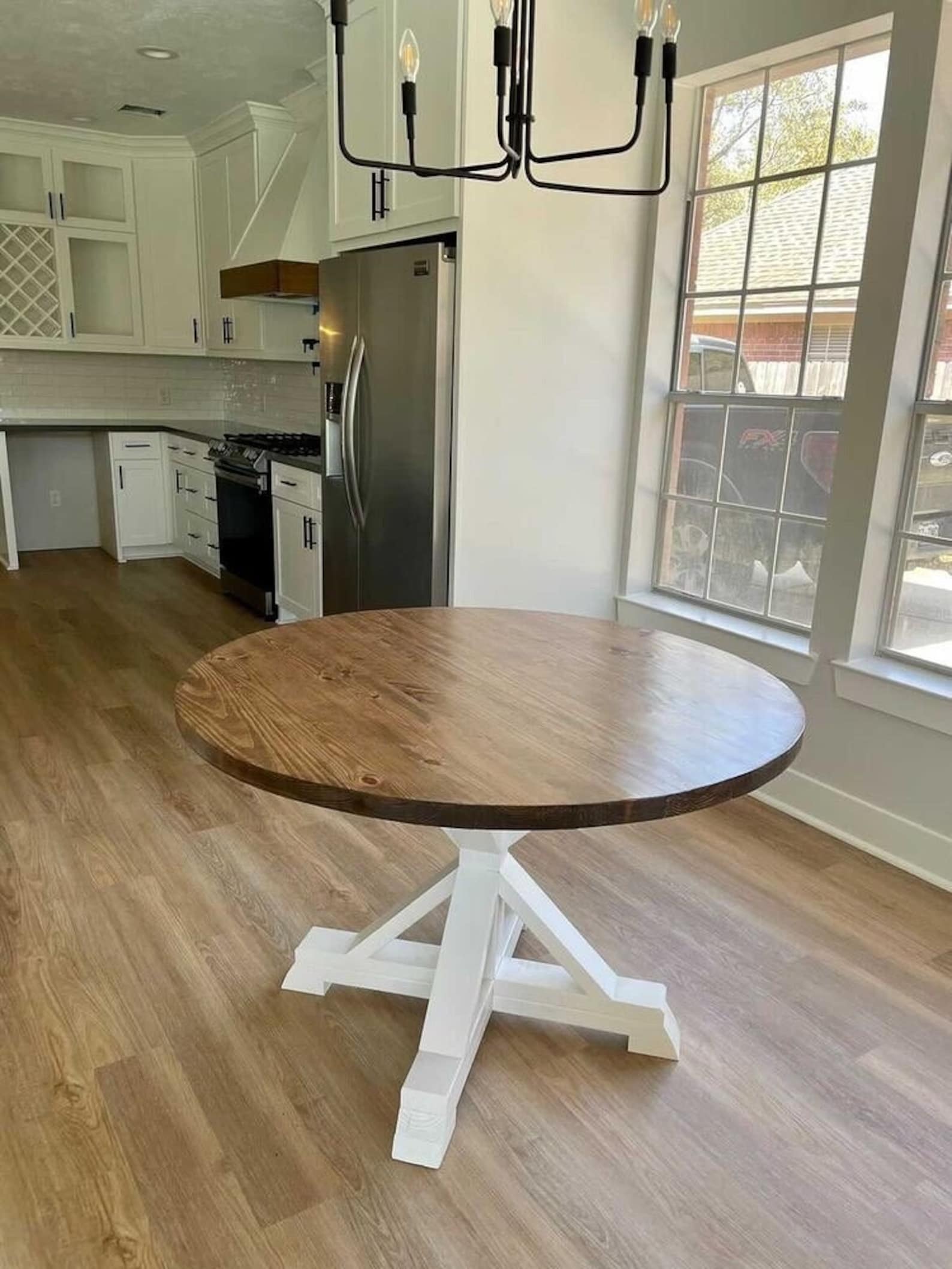 ABIGAIL - Custom Round Dining Table Farmhouse Table - 100% Solid Wood ...