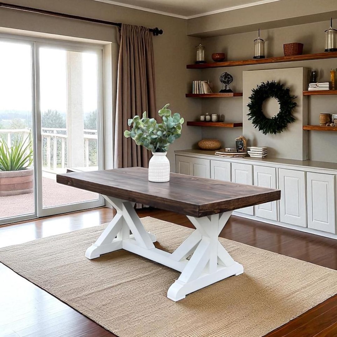 Solid Wood Dining Table - Rectangle Farmhouse Dining Table - Modern ...