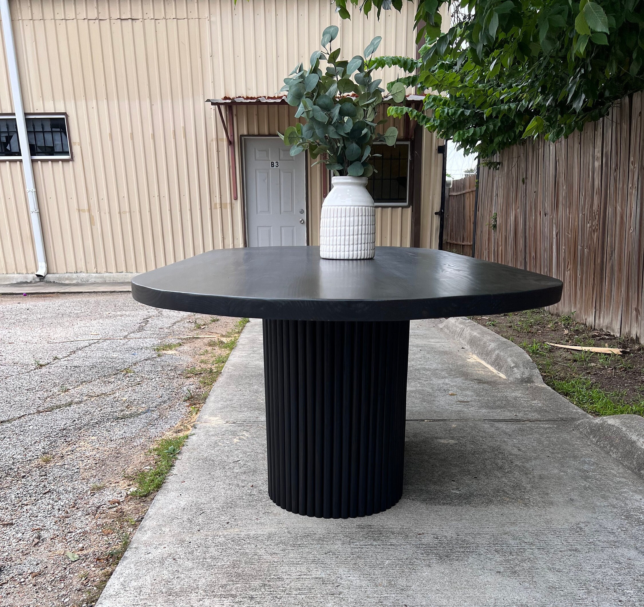 CELINE Custom Oval Racetrack Table, Solid Wood Table, Fluted Pedestal ...