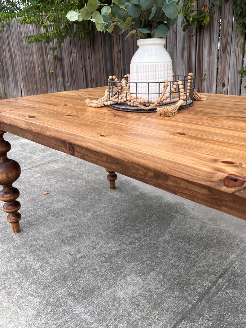 Solid Wood Dining Table – Handcrafted Farmhouse Dining Table – Rustic ...