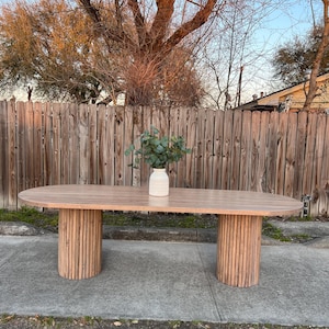 SIENNA - Customizable Racetrack Oval Dining Table Fluted Base Pedestals ...