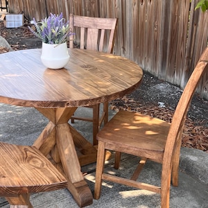 STELLA - Custom Round Dining Table Farmhouse Table Set - Chair & Curved ...