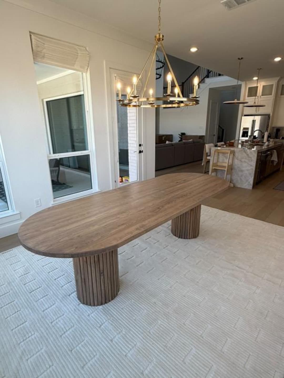 SIENNA - Customizable Racetrack Oval Dining Table Fluted Base Pedestals ...