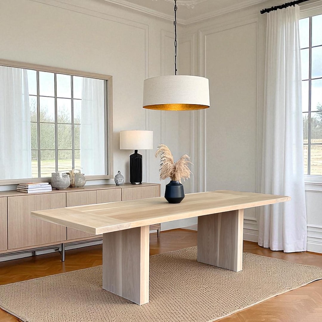Modern Solid White Oak Dining Table | Custom Farmhouse Table ...
