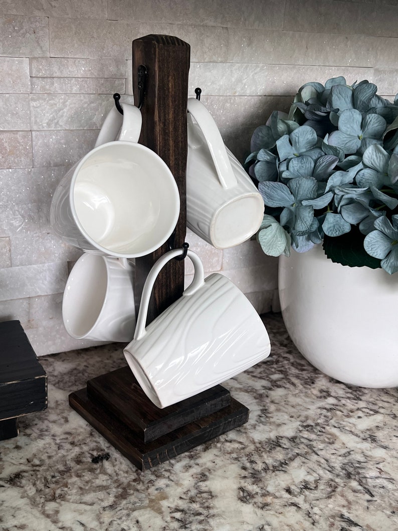Handcrafted Countertop Coffee Mug Holder Coffee Cup Wood Holder Stand ...
