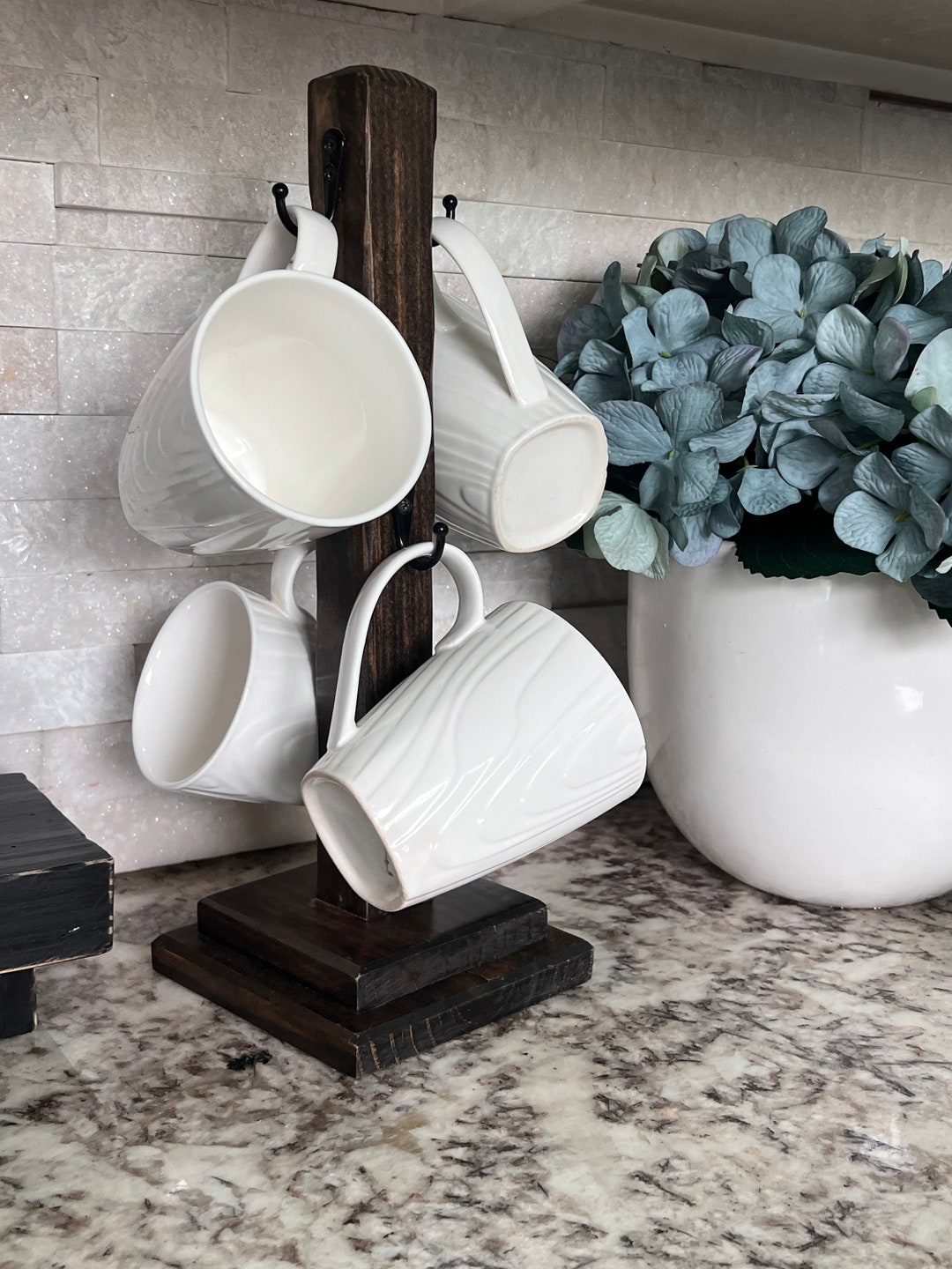 Rustic Wood Coffee Mug Holder Tree: Farmhouse Coffee Bar Stand - Etsy