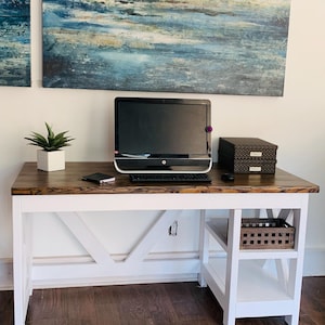 Custom Rustic Farmhouse Desk - 100% Solid Wood - Office Desk ...