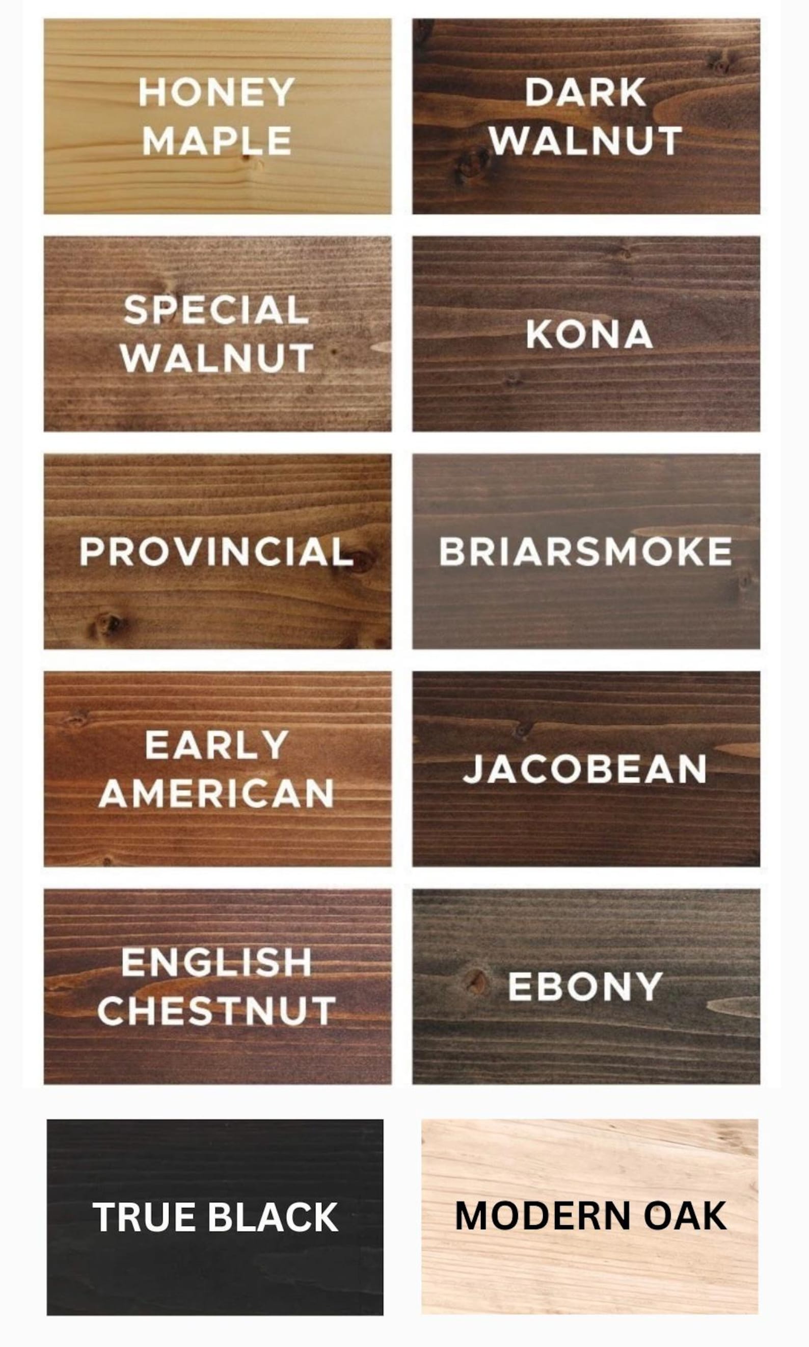 Wood Stain Samples Satin Finish Custom Furniture Color Options Choose 3 ...