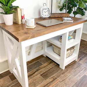 Custom Rustic Farmhouse Desk - 100% Solid Wood - Office Desk ...