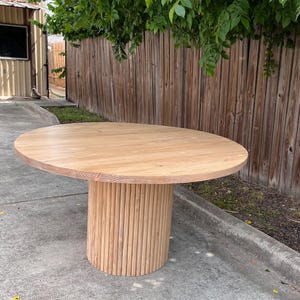 SIENNA - Custom Round Dining Table Fluted Base Pedestal Solid Wood ...