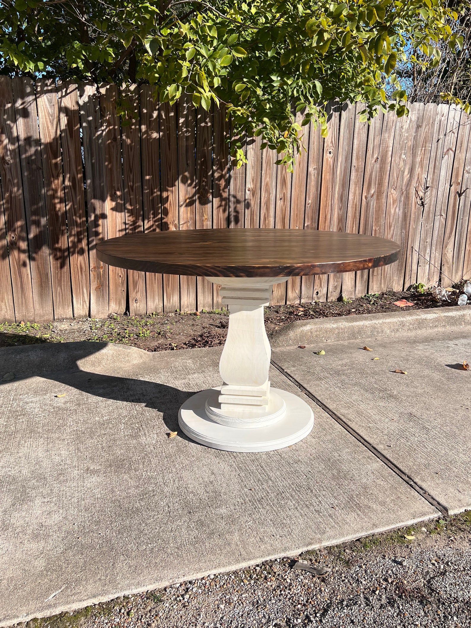 Solid Wood Round Dining Table Curved Base Pedestals - Modern Rustic ...