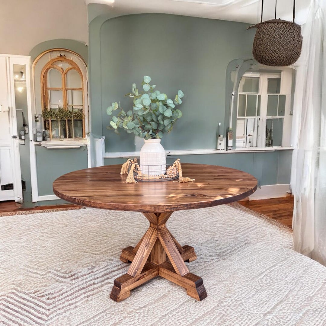 Abigail Customizable Solid Wood Round Dining Table Farmhouse Table ...