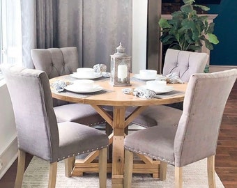 XANDER - Custom Round Dining Table Modern Dining Table 100% Solid Wood ...