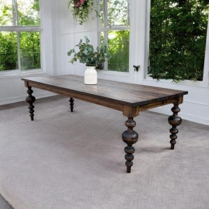 Custom Solid Wood Dining Table | RH Table | Turned Legs Table ...
