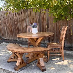 STELLA - Custom Round Dining Table Farmhouse Table Set - Chair & Curved ...