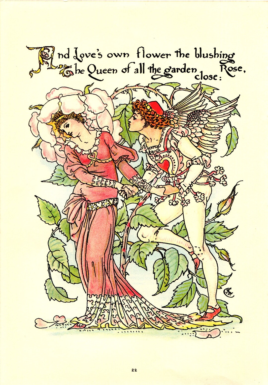 Vintage Flora's Feast by Walter Crane Flower Characters Bookplate ...