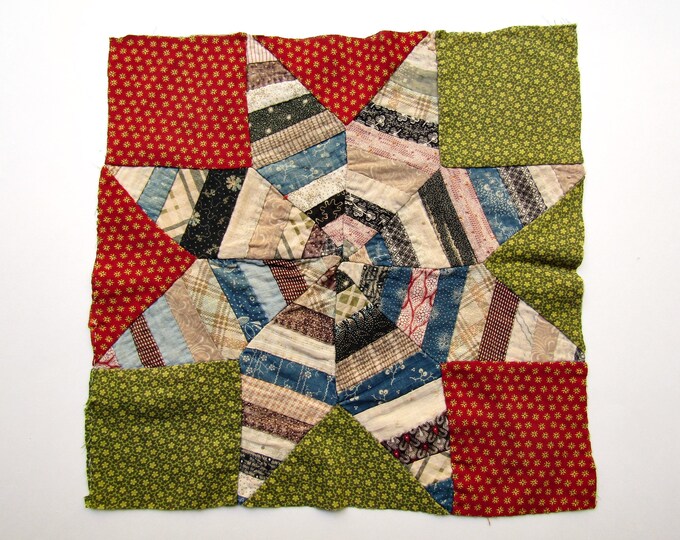 Graphic Antique Large Strip Star Patchwork, Pieced Calico Fabrics Quilt ...