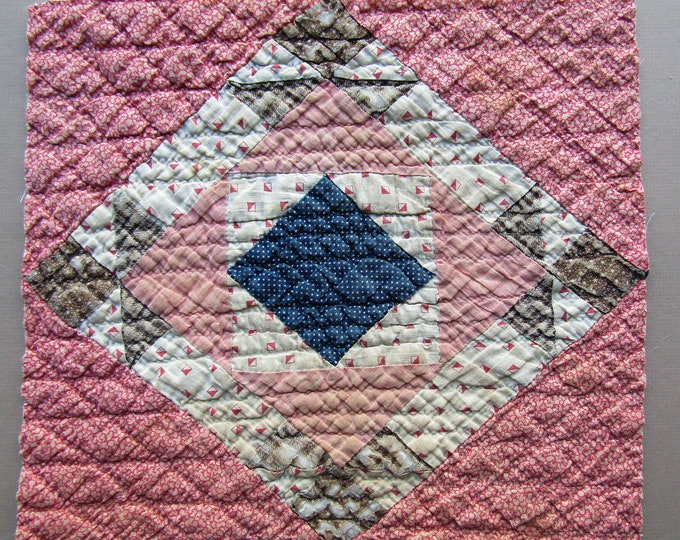 Antique Civil War 1860's Era Calico Fabrics Time Worn Quilt Square ...