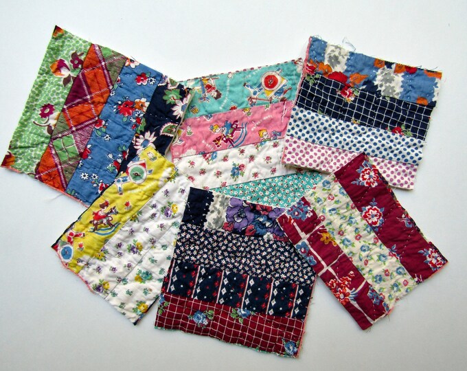 Mixed Patterns Bundle of Antique and Vintage Patchwork Quilt Pieces for ...