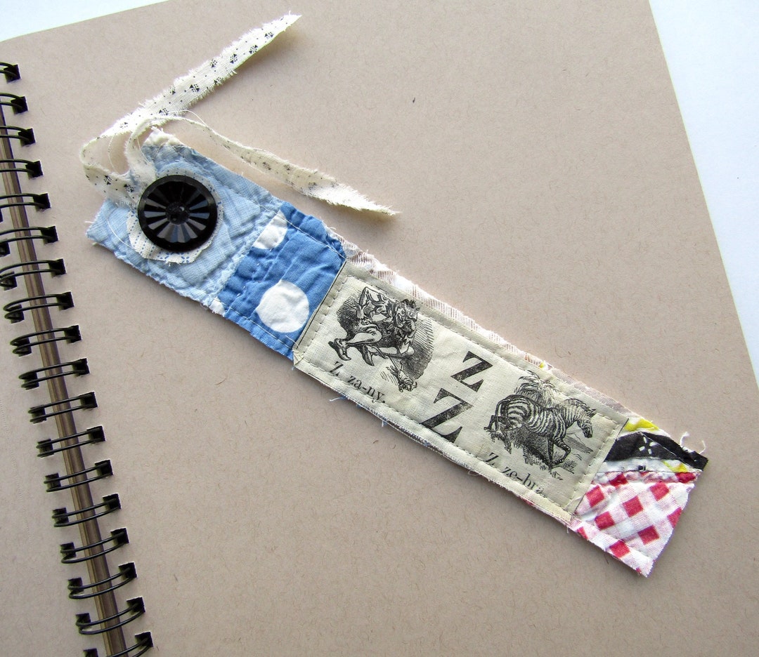 Recycled Antique Quilt Piece Bookmark, Feedsack and Calico Fabrics ...