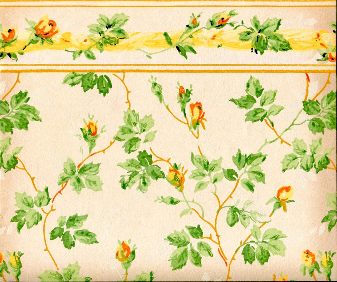 Vintage 1940 Floral Design Wallpaper Print for Wall Decor, Journal ...
