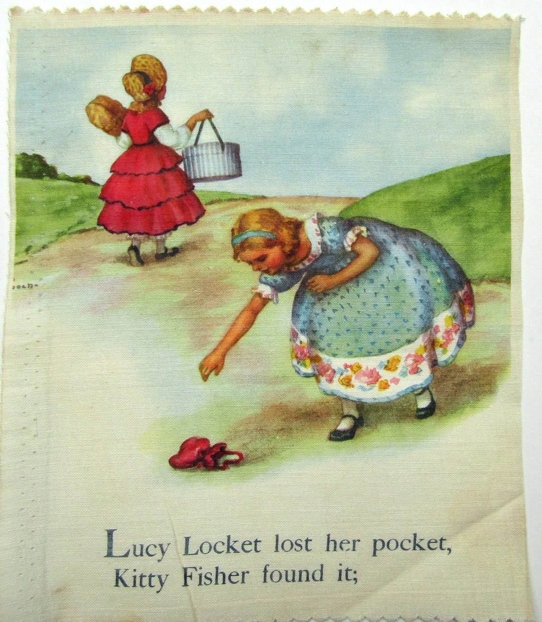 Lucy Locket Lost Her Pocket Nursery Rhyme Vintage Child's Cloth Book ...