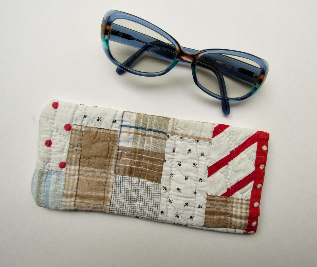 Upcycled Vintage Quilt Pieces Soft Eyeglass Case for Purse, Storage, Car Use, Recycled Patchwork ...