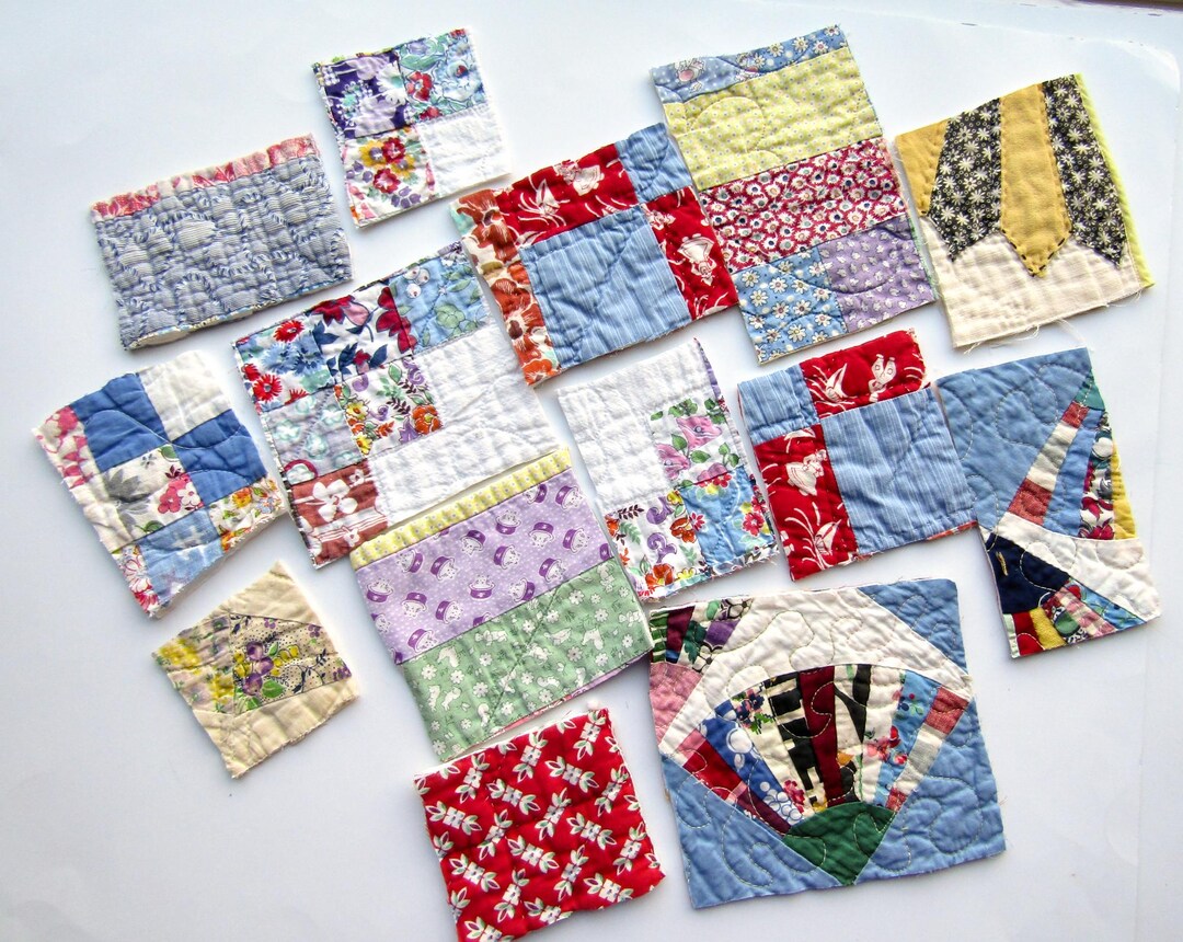 Mixed Patterns Bundle of Antique and Vintage Patchwork Quilt Pieces for ...