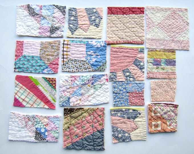 Mixed Patterns Bundle of Antique and Vintage Patchwork Quilt Pieces for ...