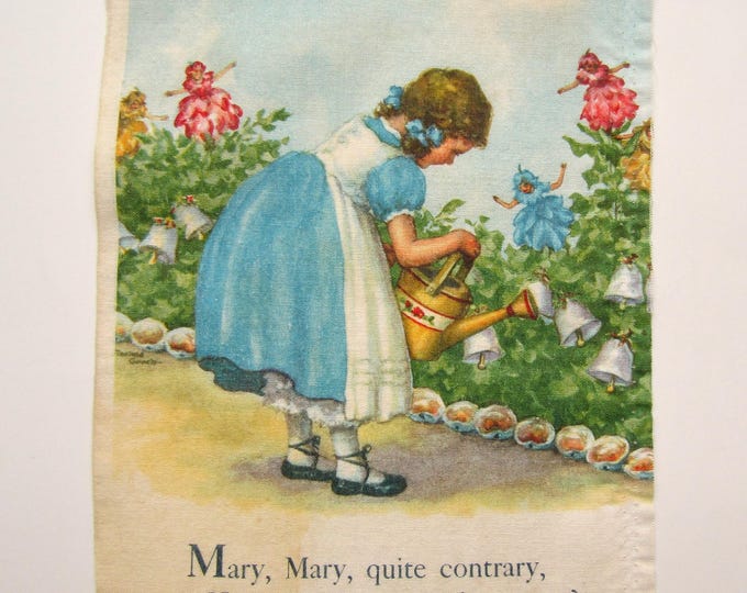 Mary Quite Contrary Rhyme Vintage Child's Cloth Book Page by ...
