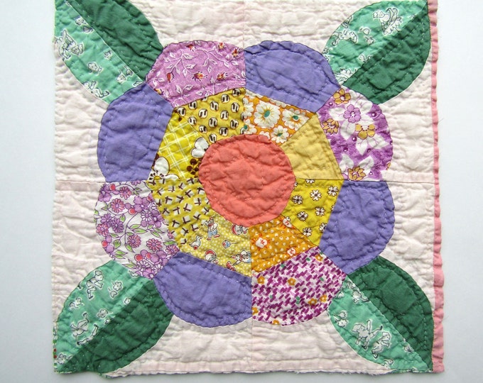 Extra Nice Vintage 1930's Octagonal Flower & Petals Quilt Square, 10 ...